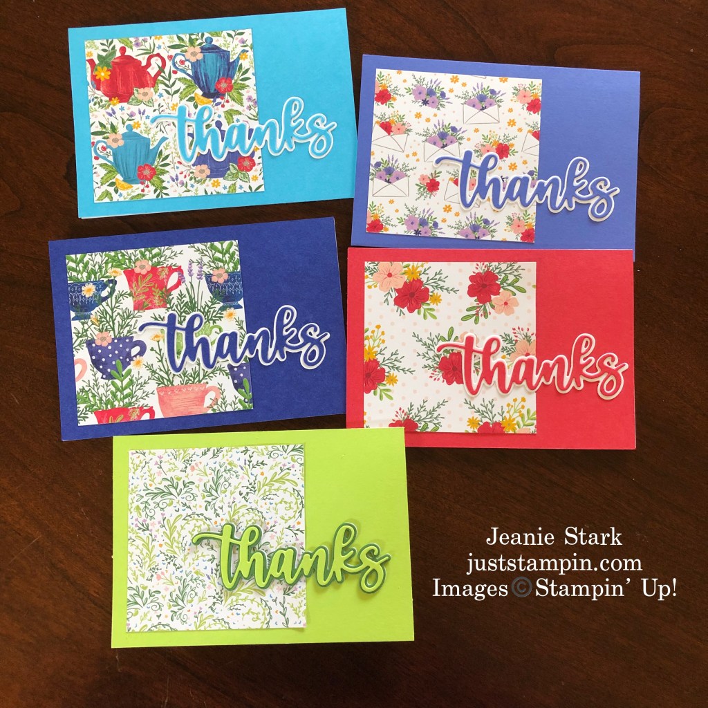 In Color Thank You Cards with a Sneak Peek at Tea Boutique – Just Stampin'